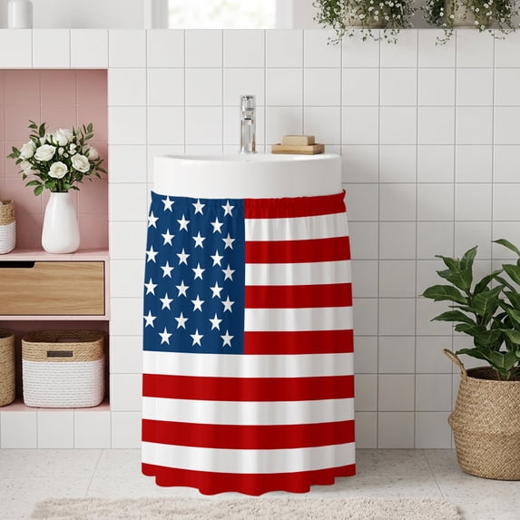 American Flag Small Sink Skirt 10''x11'', Blue Red USA Flag Bathroom ...