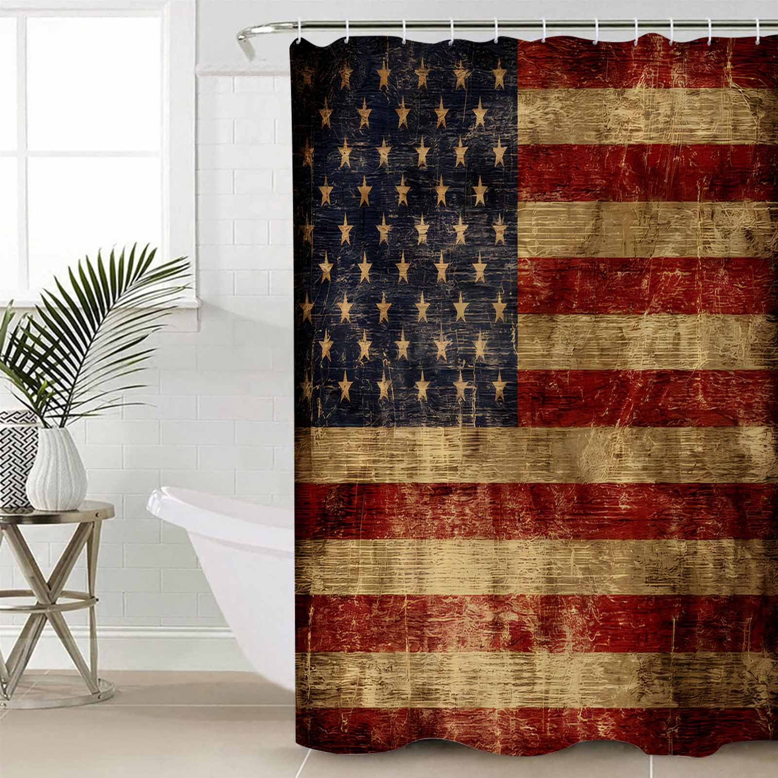 American Flag Small Stall Shower Curtain, Waterproof Shower Curtains ...