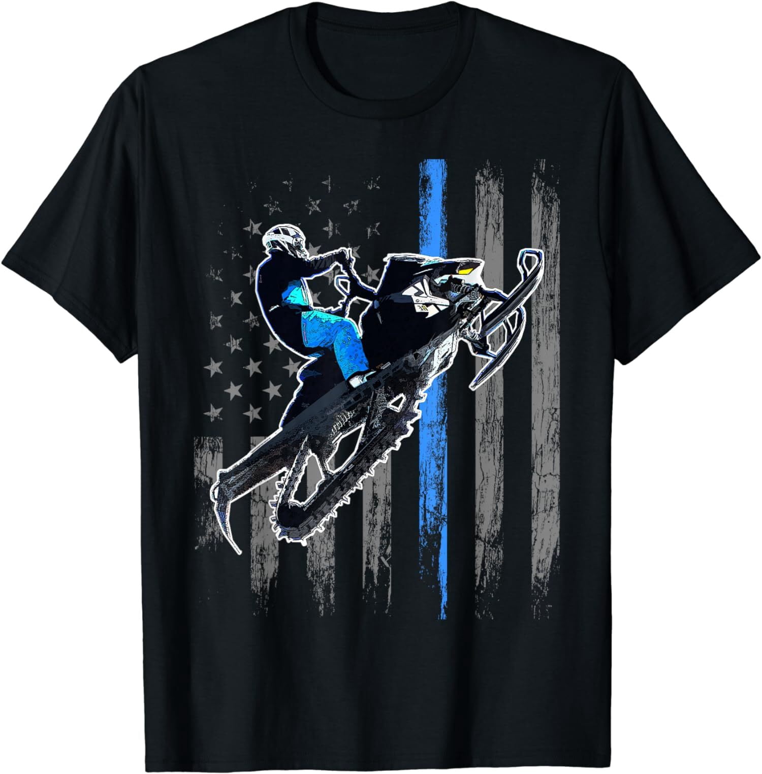 American Flag Snowmobile Riding Cool T-Shirt - Walmart.com
