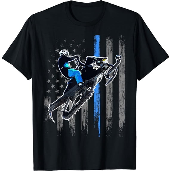 American Flag Snowmobile Riding Cool T-Shirt - Walmart.com