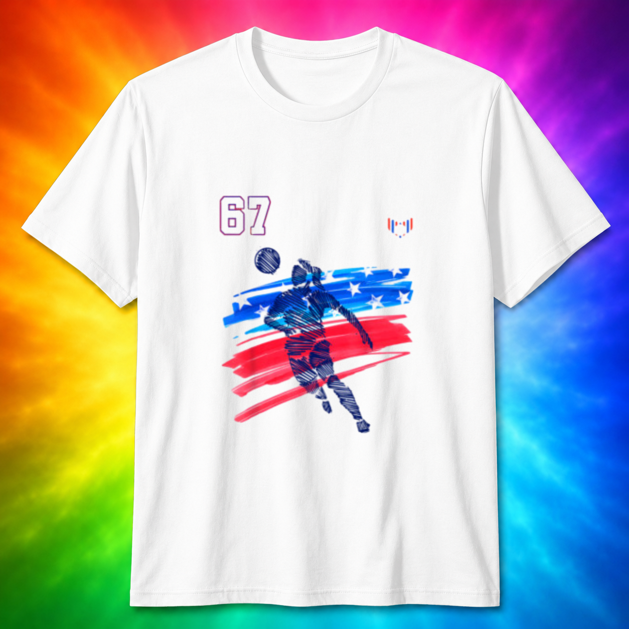 American Flag Soccer USA Soccer Fan Number 67 Unisex T-shirt, S-5XL ...