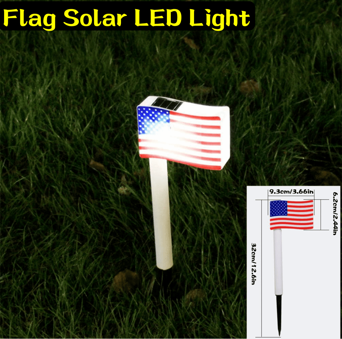 American Flag Solar Garden LED Light Independence Day Memorial Day ...