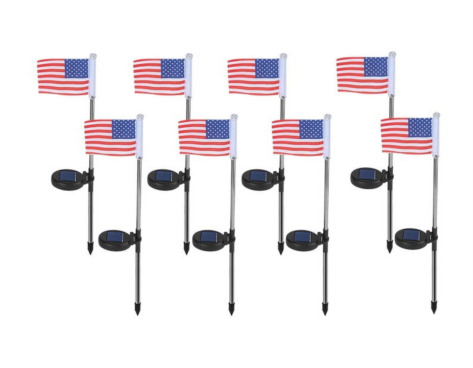 Solar Powered American Flag Stake Lights, Patriotic Fourth Decor for ...