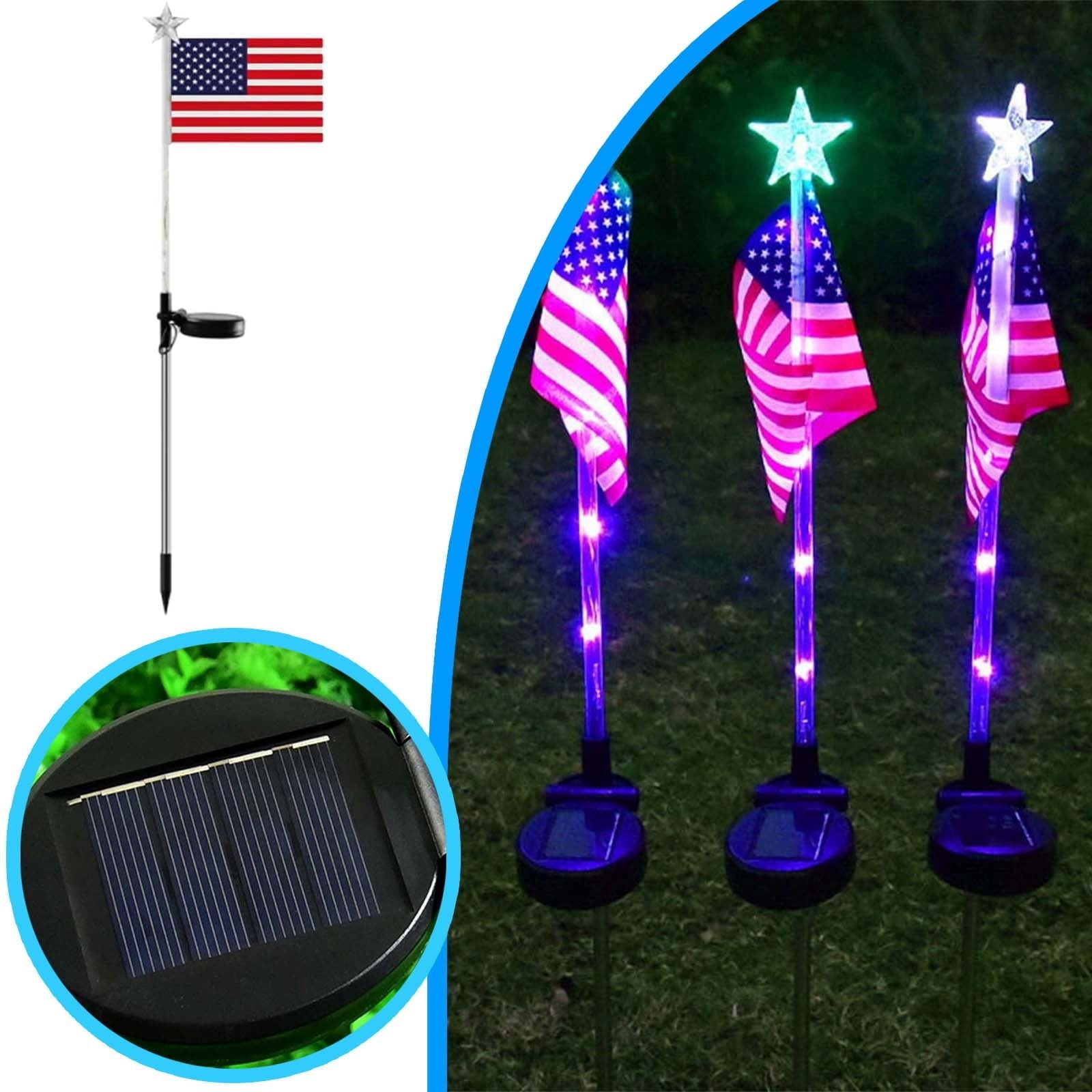 American Flag Solar Lights Outdoor, 4th of July Decorations with 2 ...