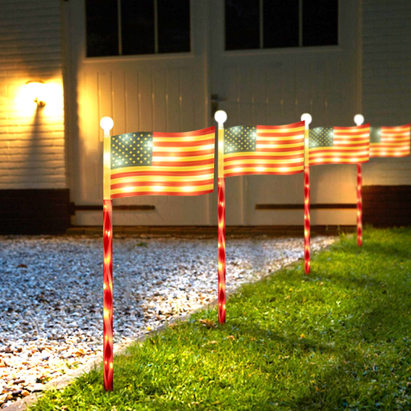American Flag Solar Lights Outdoor, 4th of July Decorations, Waterproof ...
