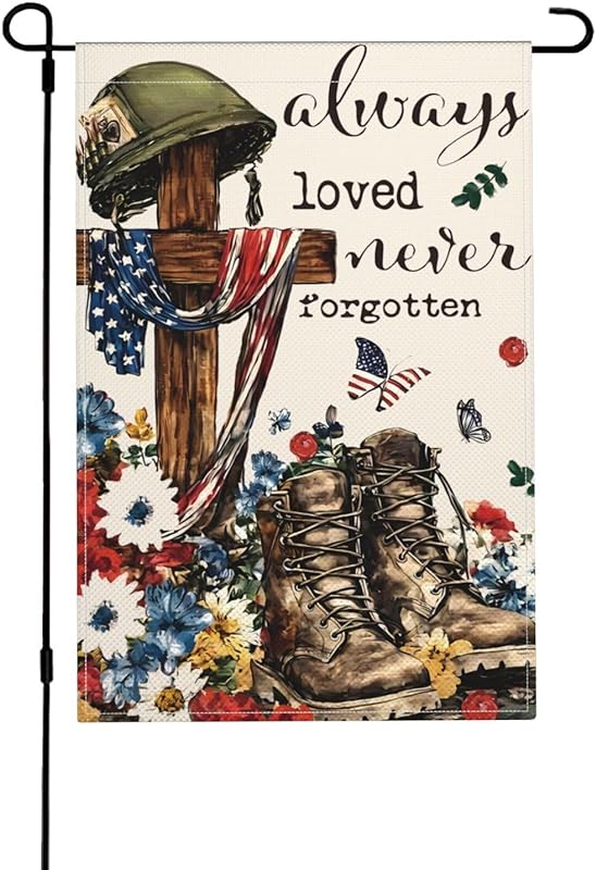 American Flag Soldiers Boots Garden Flags 12 x 18 Inch Double Sided 4th ...