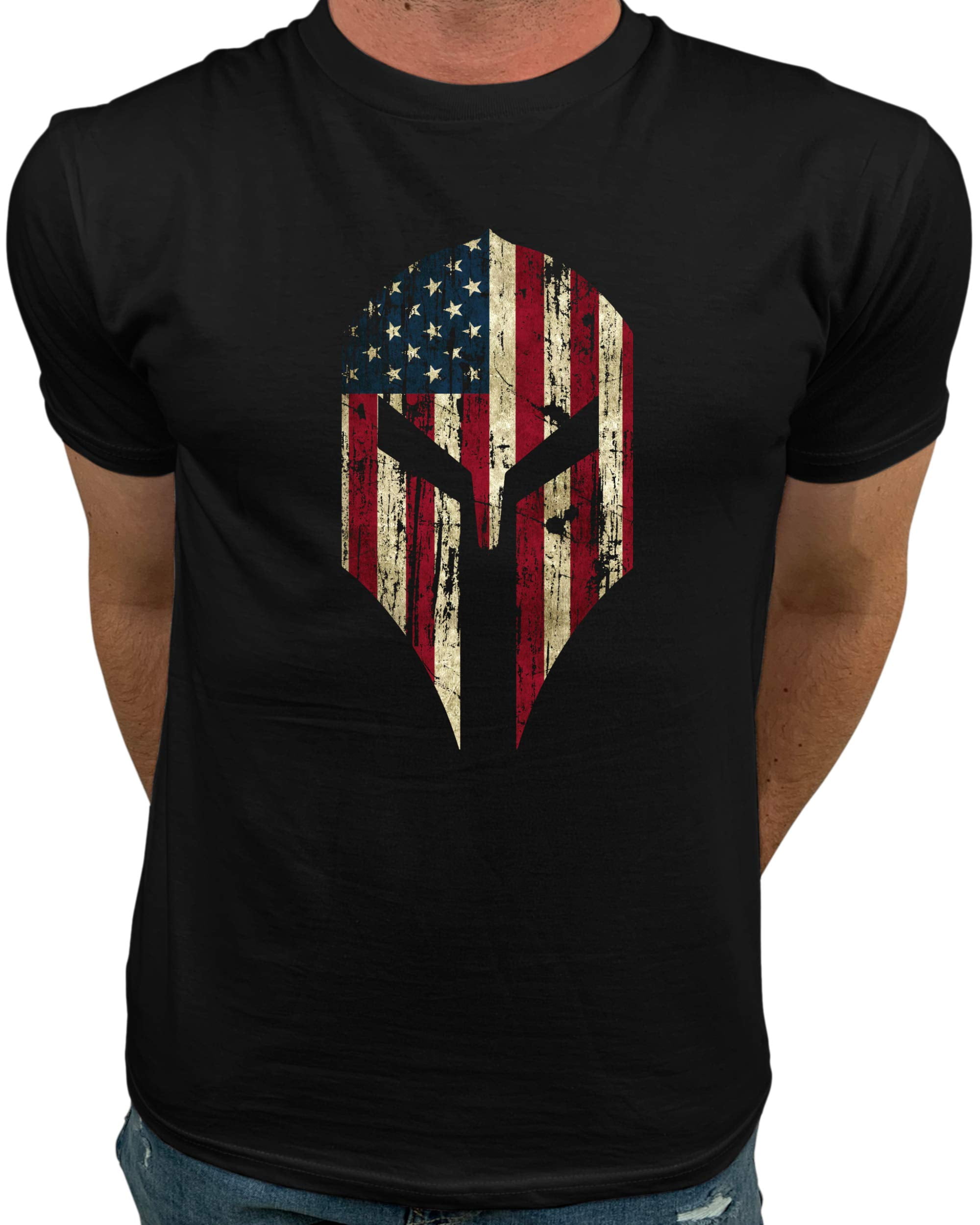American Flag Solider Strength Spartan T Shirt for Men - Walmart.com