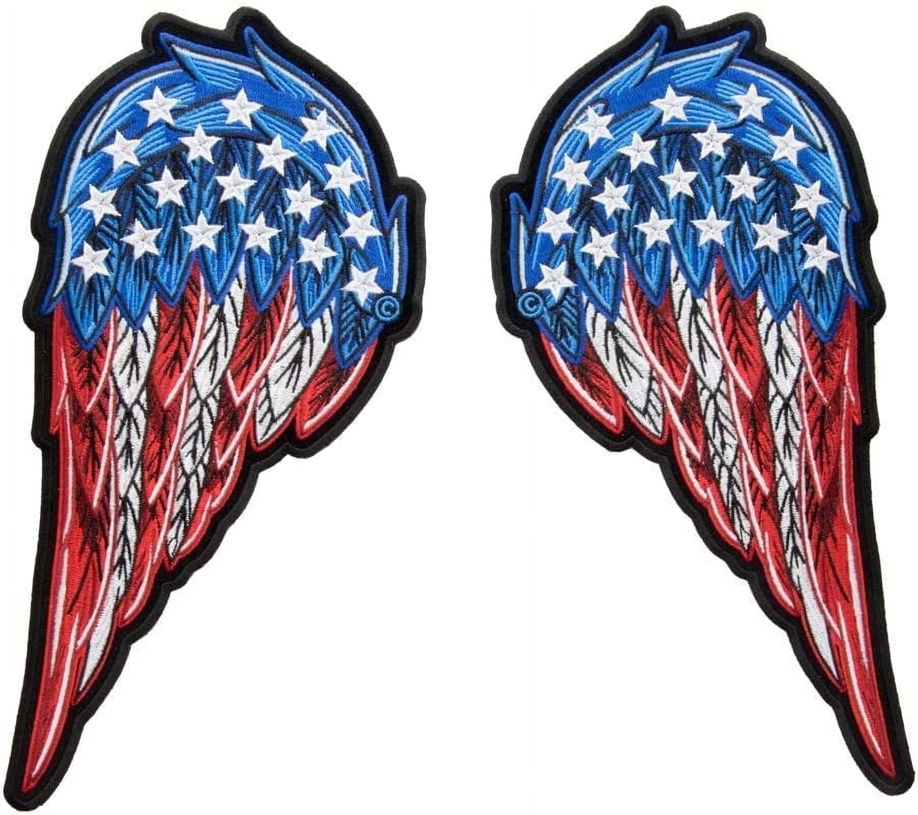 American Flag Split Angel Wings Patch, Large Size - Walmart.com
