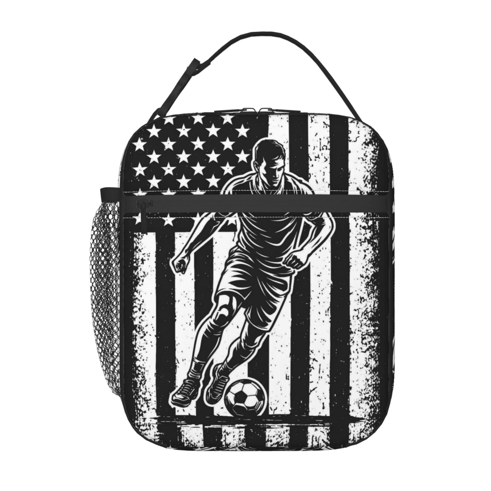 American Flag Sports Soccer Player Lunch Bag Portable Thermal Lunch Box ...