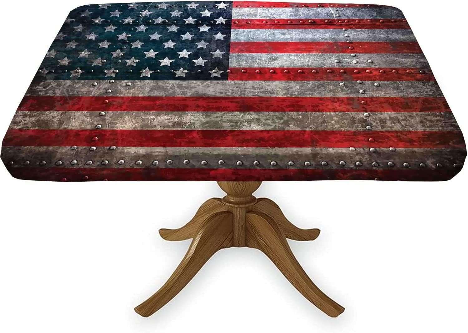 American Flag Square Fitted Tablecloth, Flag Textured US Backdrop Table ...