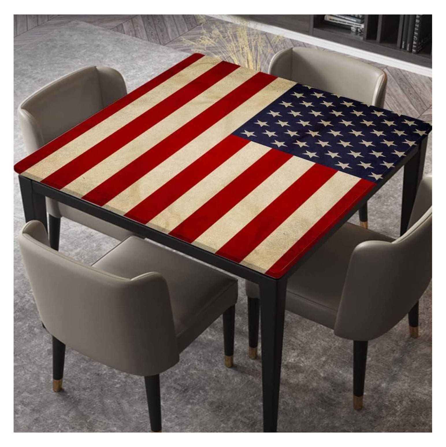 American Flag Square Tablecloth Fitted Table Cover Waterproof Elastic ...