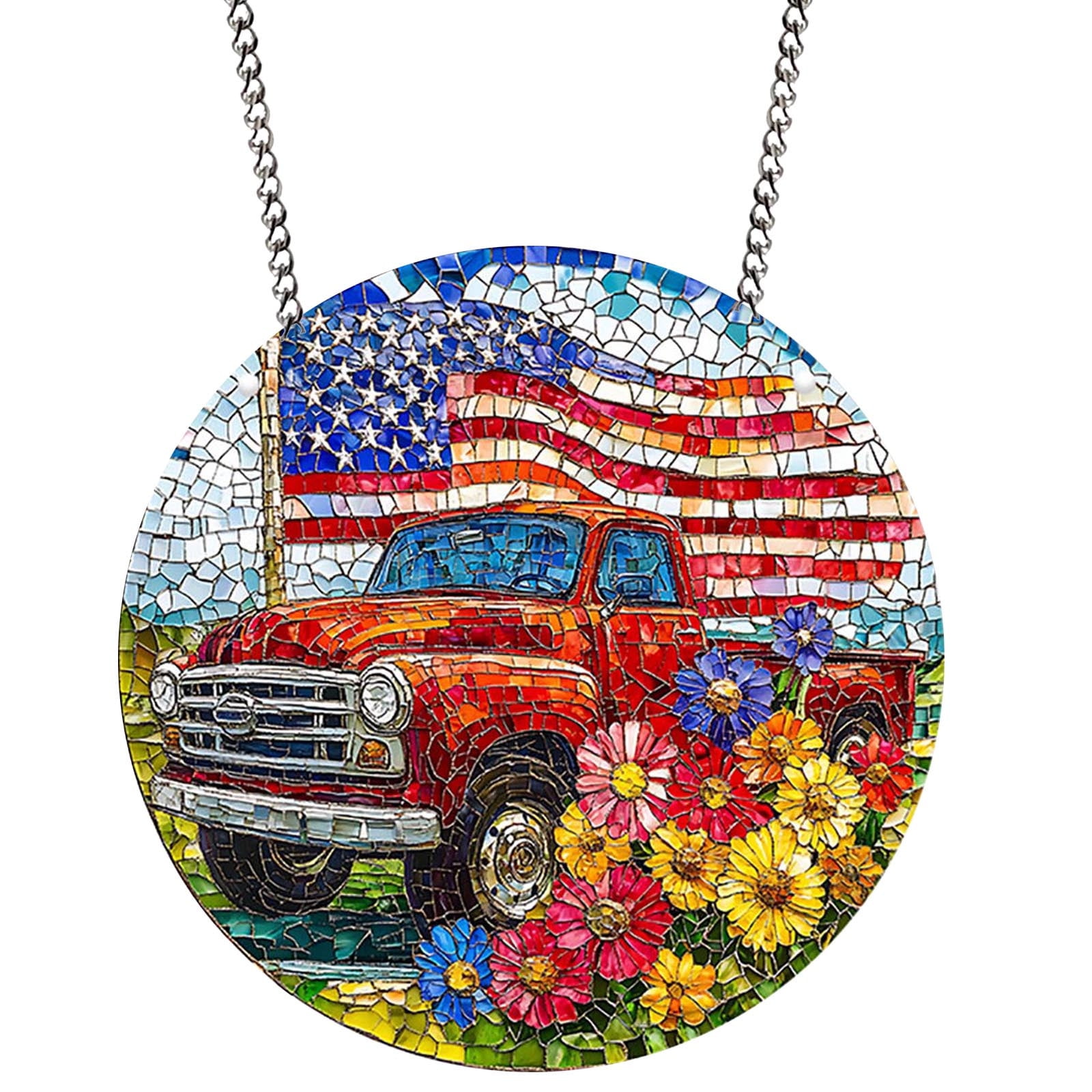 American Flag Stained Glass Window Hanging Suncatcher Stained Glass ...