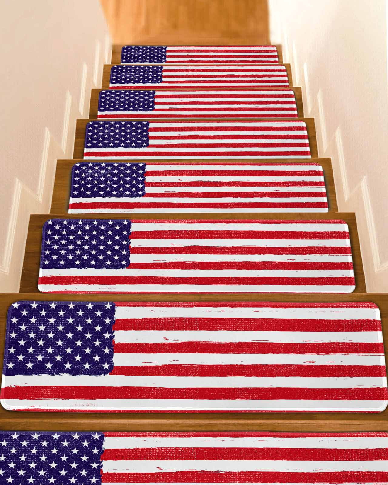 American Flag Stair Treads for Wooden Steps Indoor Runner Rug Carpet ...
