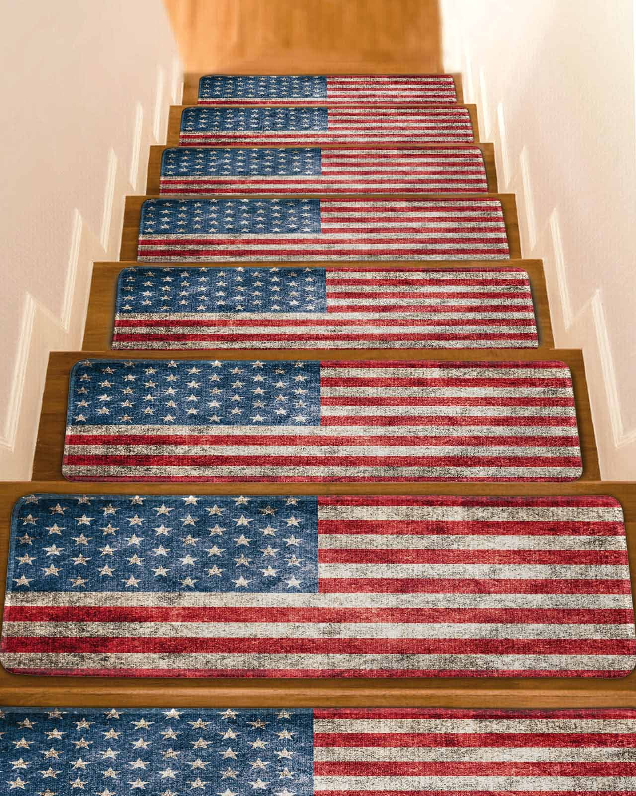 American Flag Stair Treads for Wooden Steps Indoor Runner Rug Carpet ...