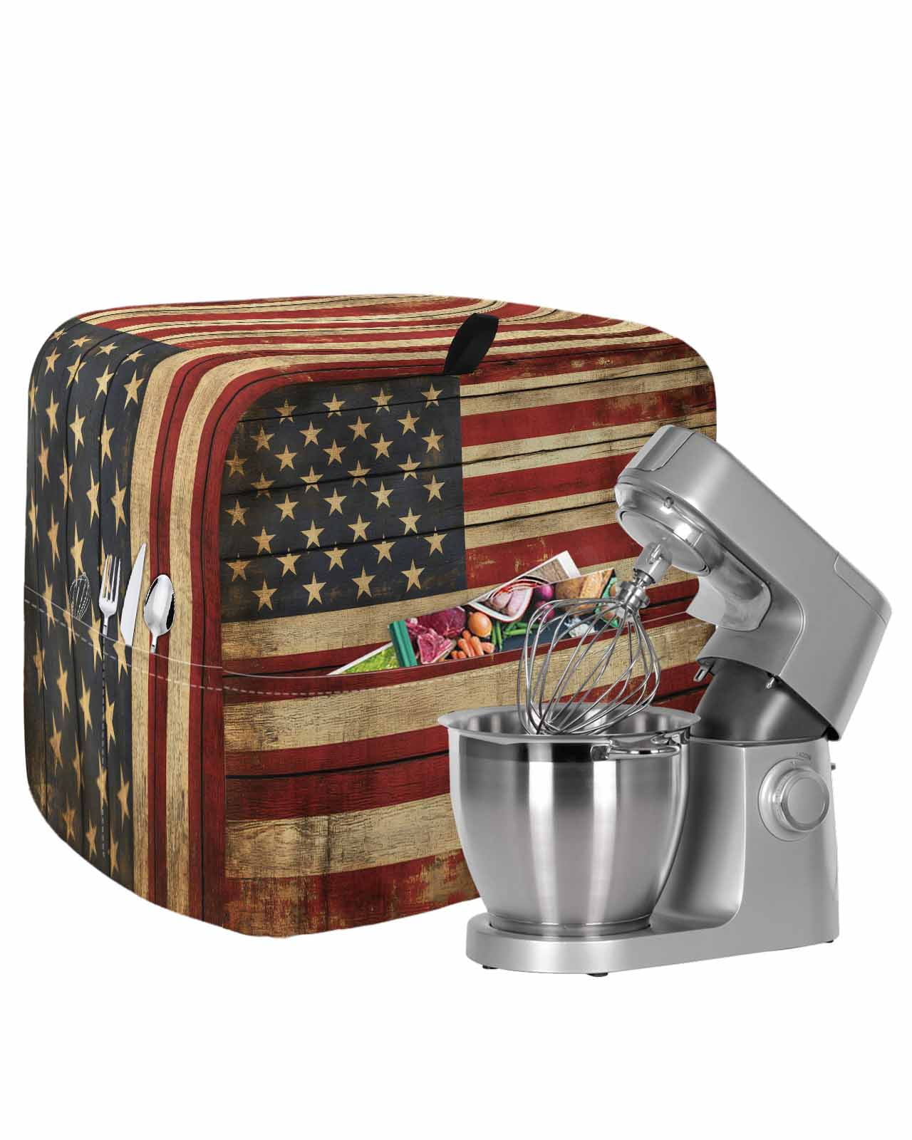 American Flag Stand Mixer Dust Cover with Storage Pocket & Handles ...