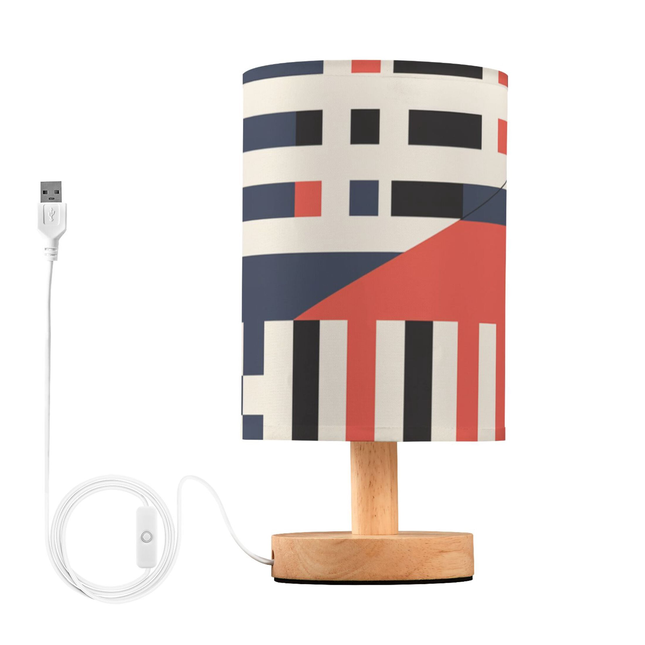 American Flag Star Abstract Bedside Table Lamp LED Warm Lights with USB ...