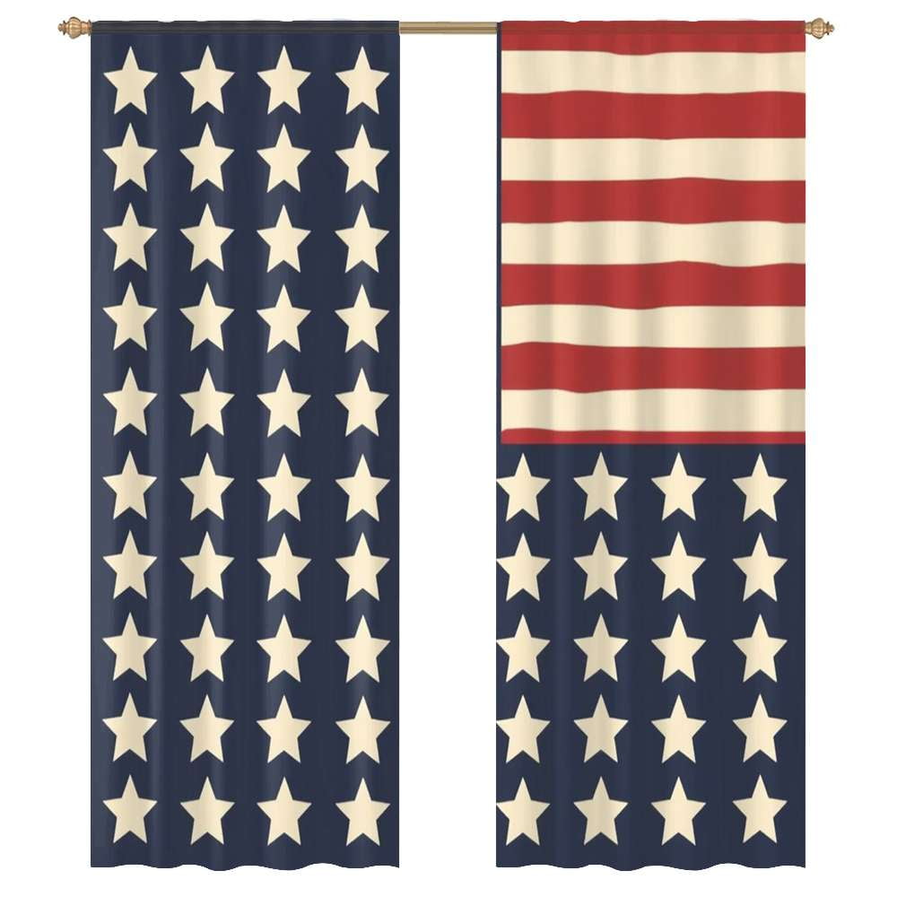 American Flag Star And Stripe Pattern Tulle Curtains For Living Room ...