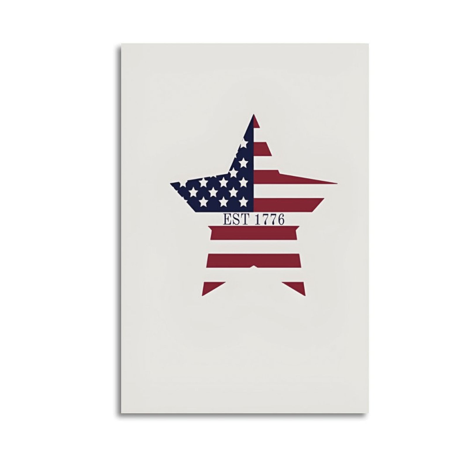 American Flag Star, Independence Day Poster Wrapped Wooden Frame Wall ...
