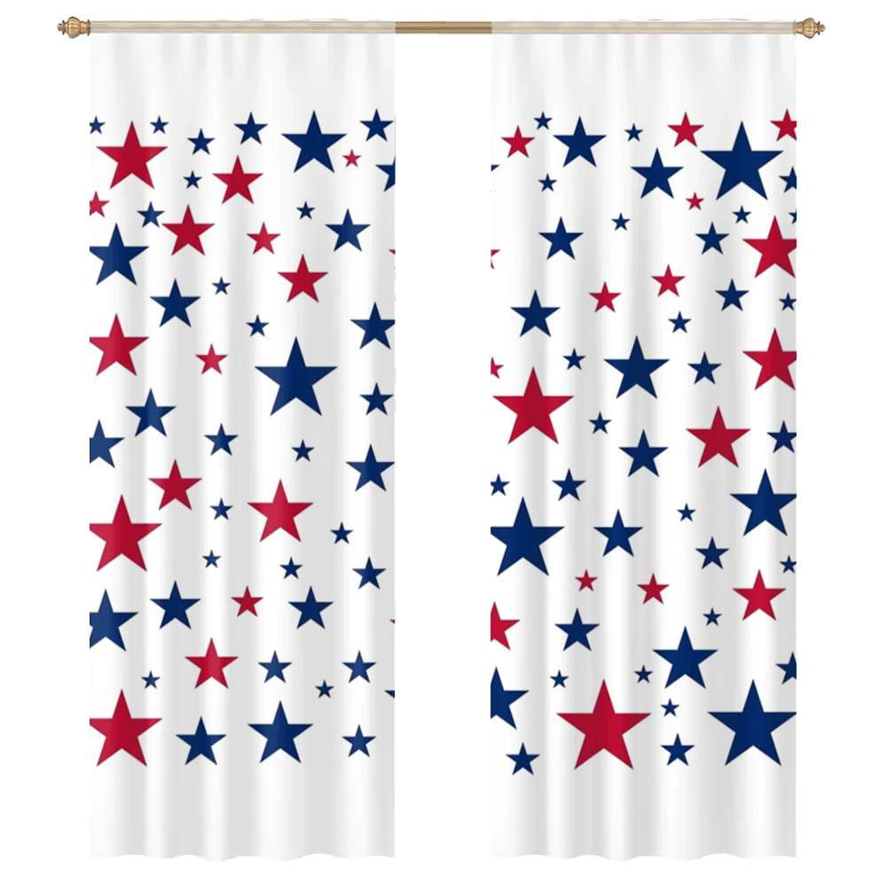 American Flag Star Pattern Sheer Window Curtains for Living Room ...