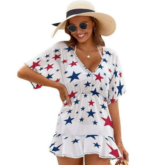 American Flag Star Pattern Women's Luxury Party Dress Evening Dresses ...