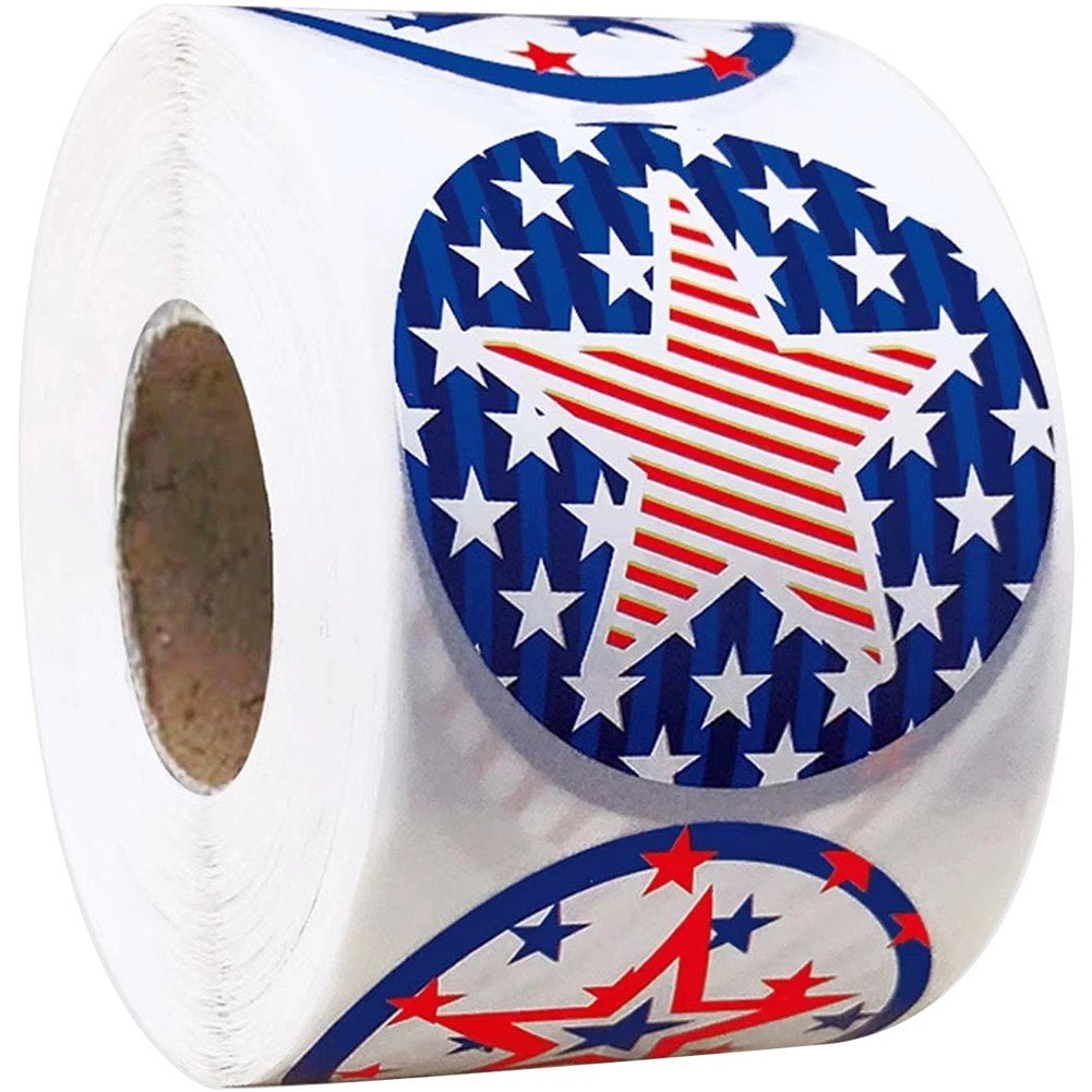 American Flag Star Stickers, 500 Pcs 4th of July Red White Blue Star ...
