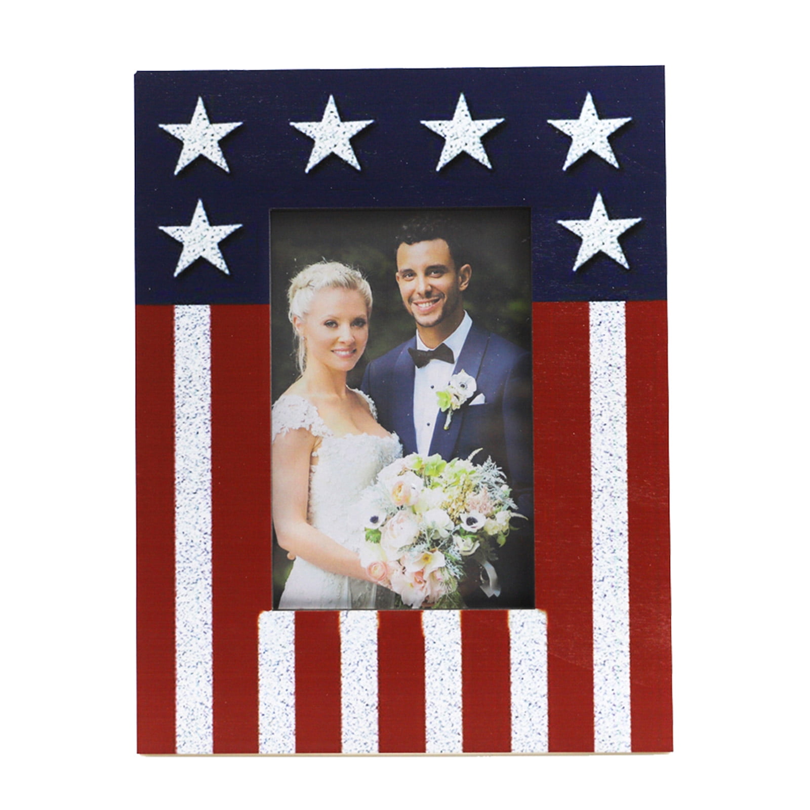 Patriotic American Flag Star Stripes DECOR: Wooden Photo Frame, 4th of ...