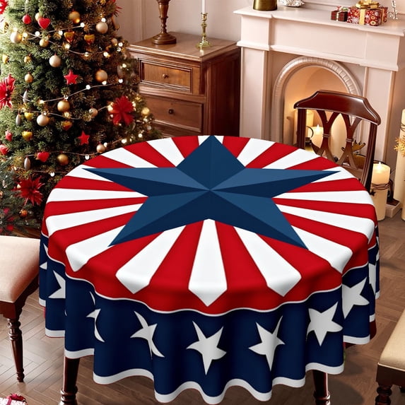 American Flag Star Tablecloth Patriotic Red White Blue Table Cover ...