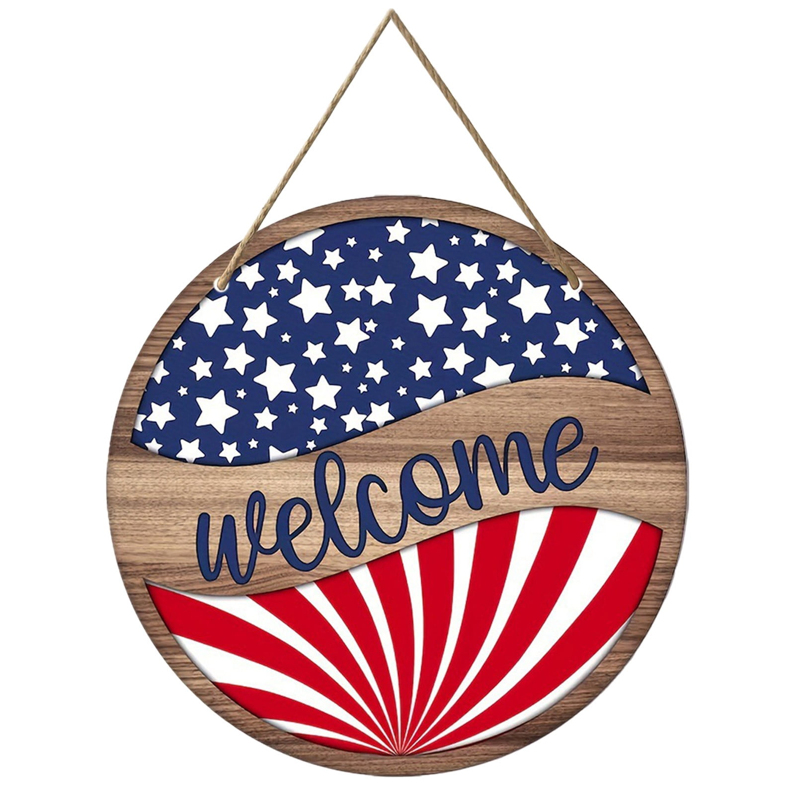 American Flag Star Wooden Hanging Decor,Independence Day Decorations ...