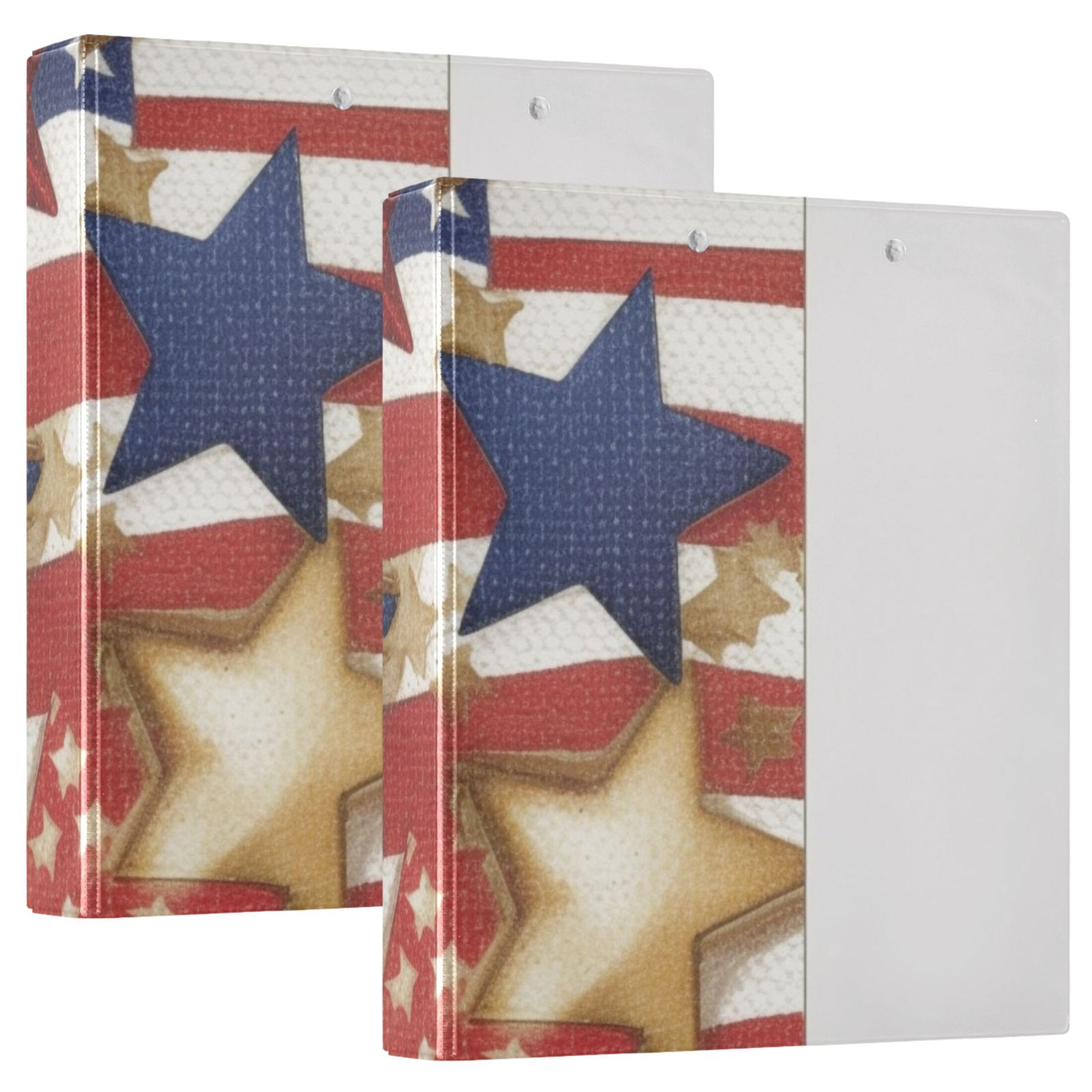American Flag Stars 3 Ring Binders 1.5 inch Hardcover File Folders with ...
