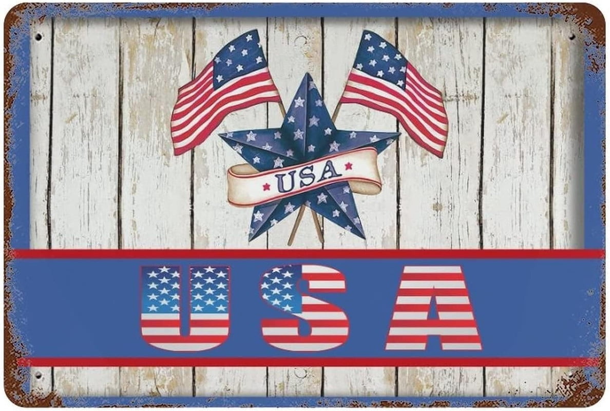 American Flag Stars Metal Signs Usa Flag 4Th Of July Independence Day ...
