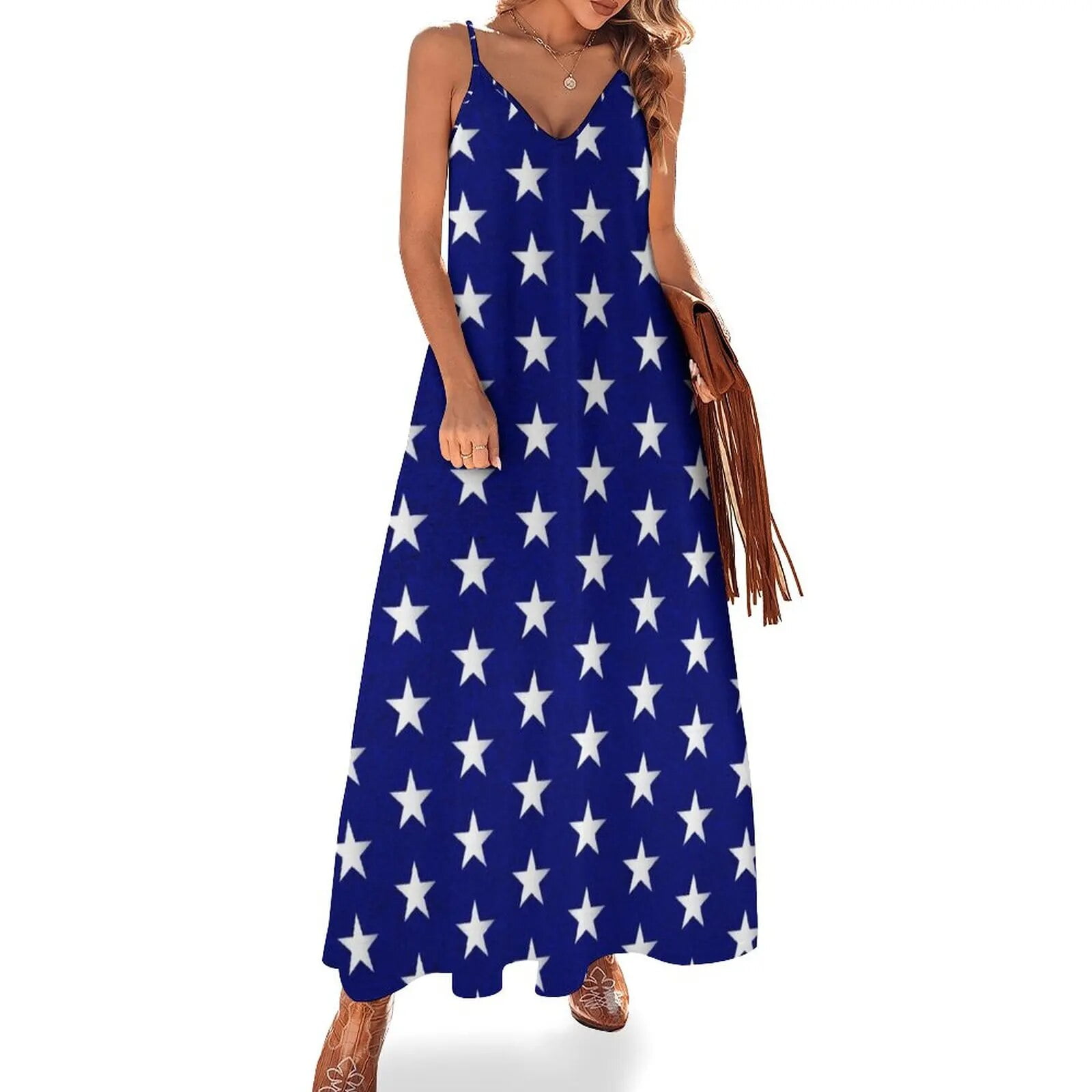 American Flag Stars Pattern Sleeveless Dress dress Woman clothing ...