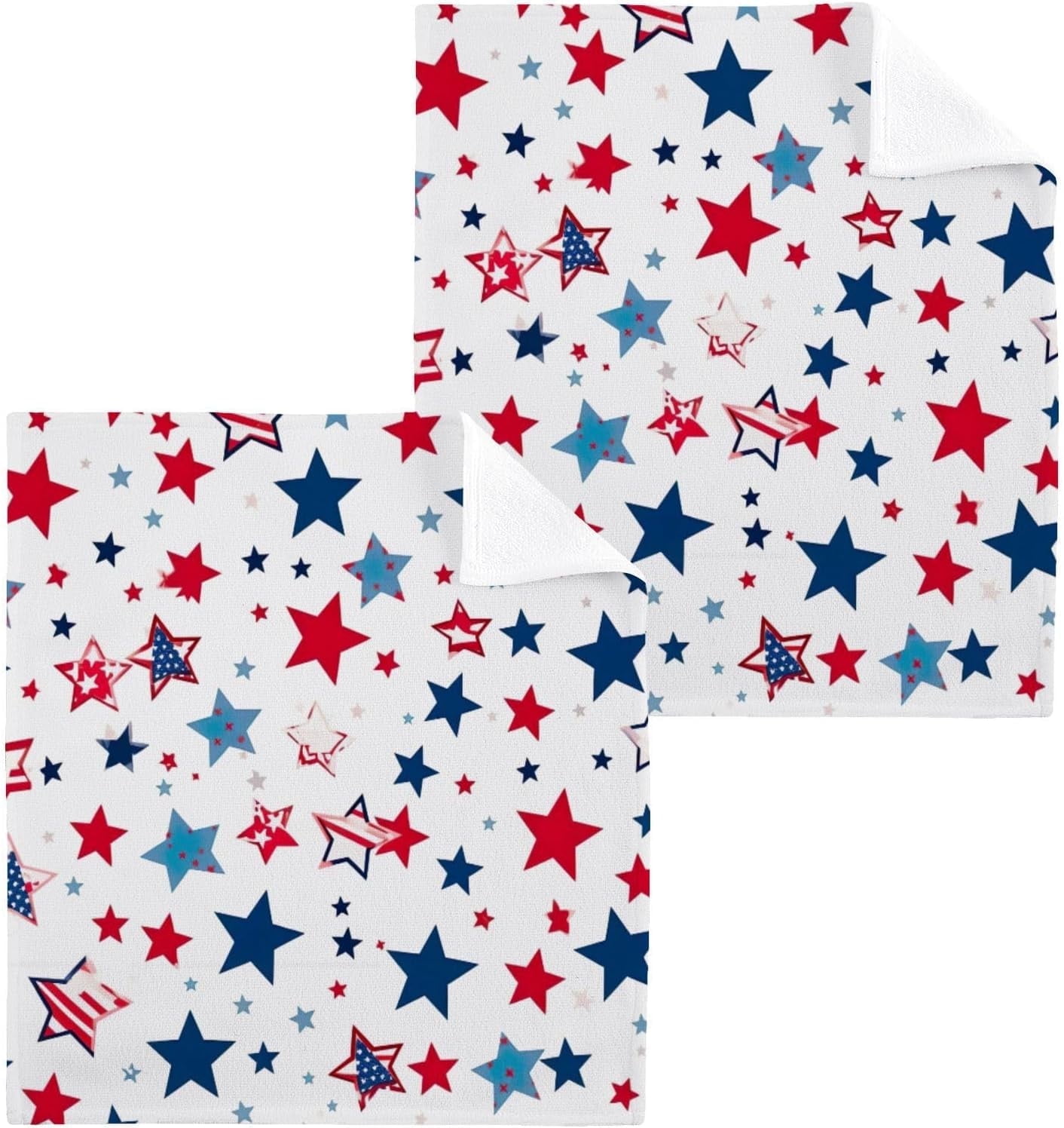 American Flag Stars Washcloths Set of 6-12 x 12 inch Pure Cotton Wash ...