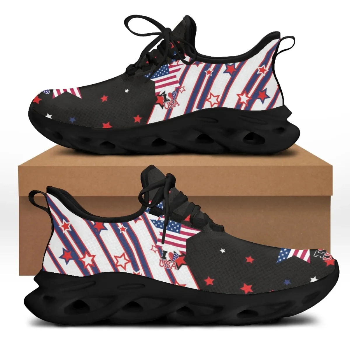American Flag Statue of Nation Style Print Flat Shoes for Women Cool ...