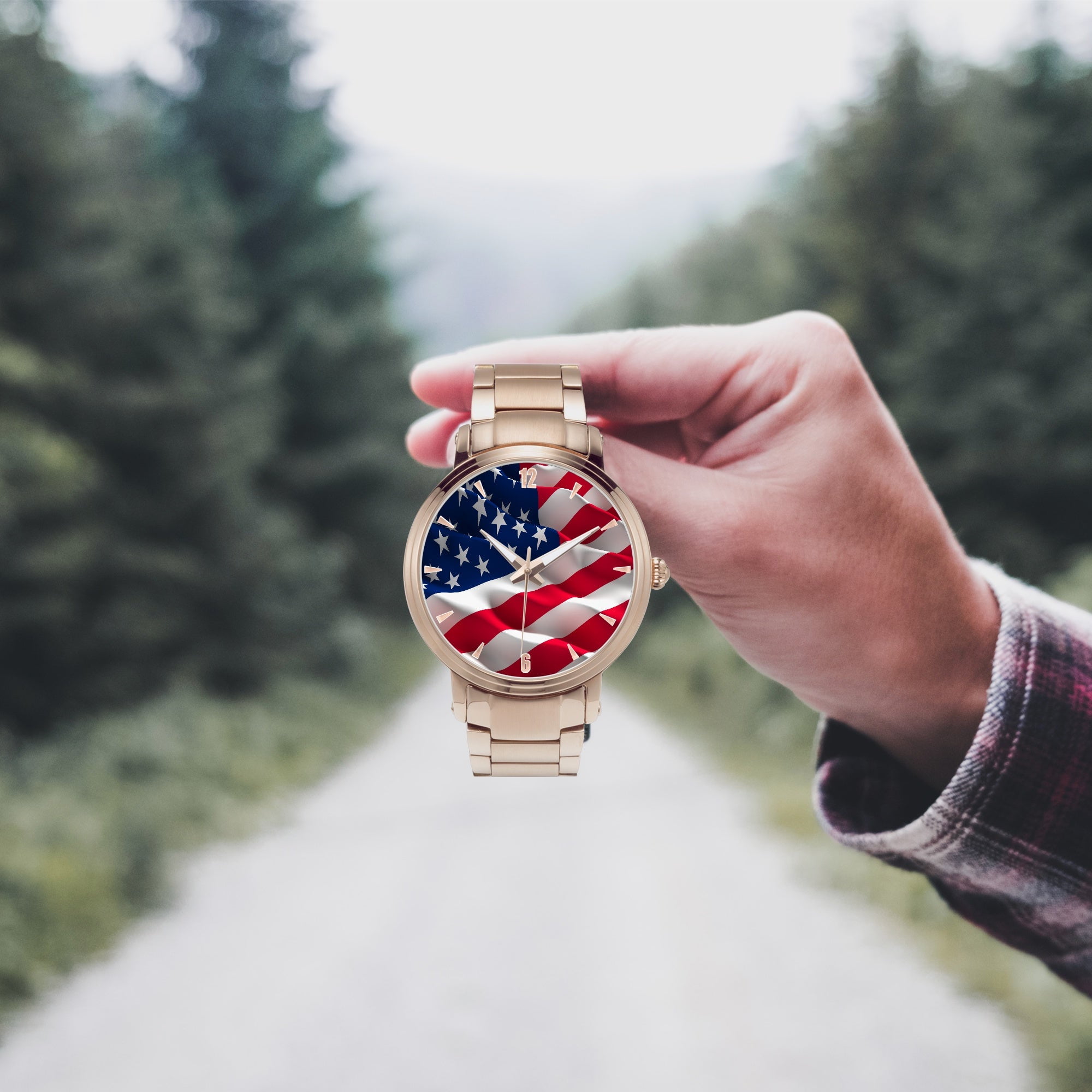 American Flag Steel Strap Automatic Watch (With Indicators) - Walmart.com