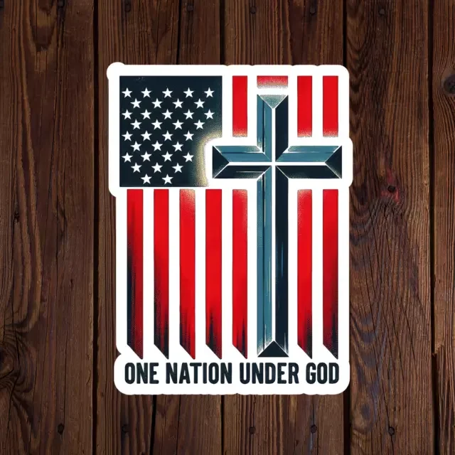 American Flag Sticker Cross One Nation Under God Religious Jesus ...