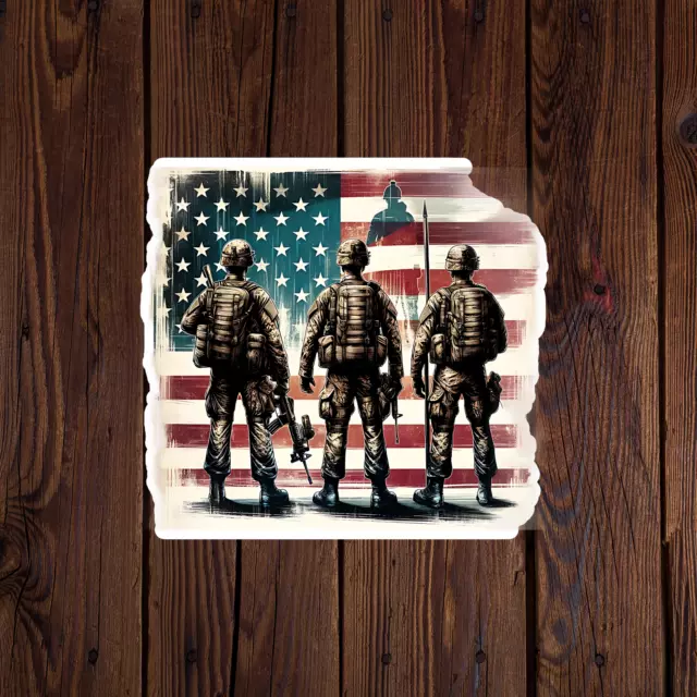 American Flag Sticker Military Army Memorial Veteran Laptop Sticker ...