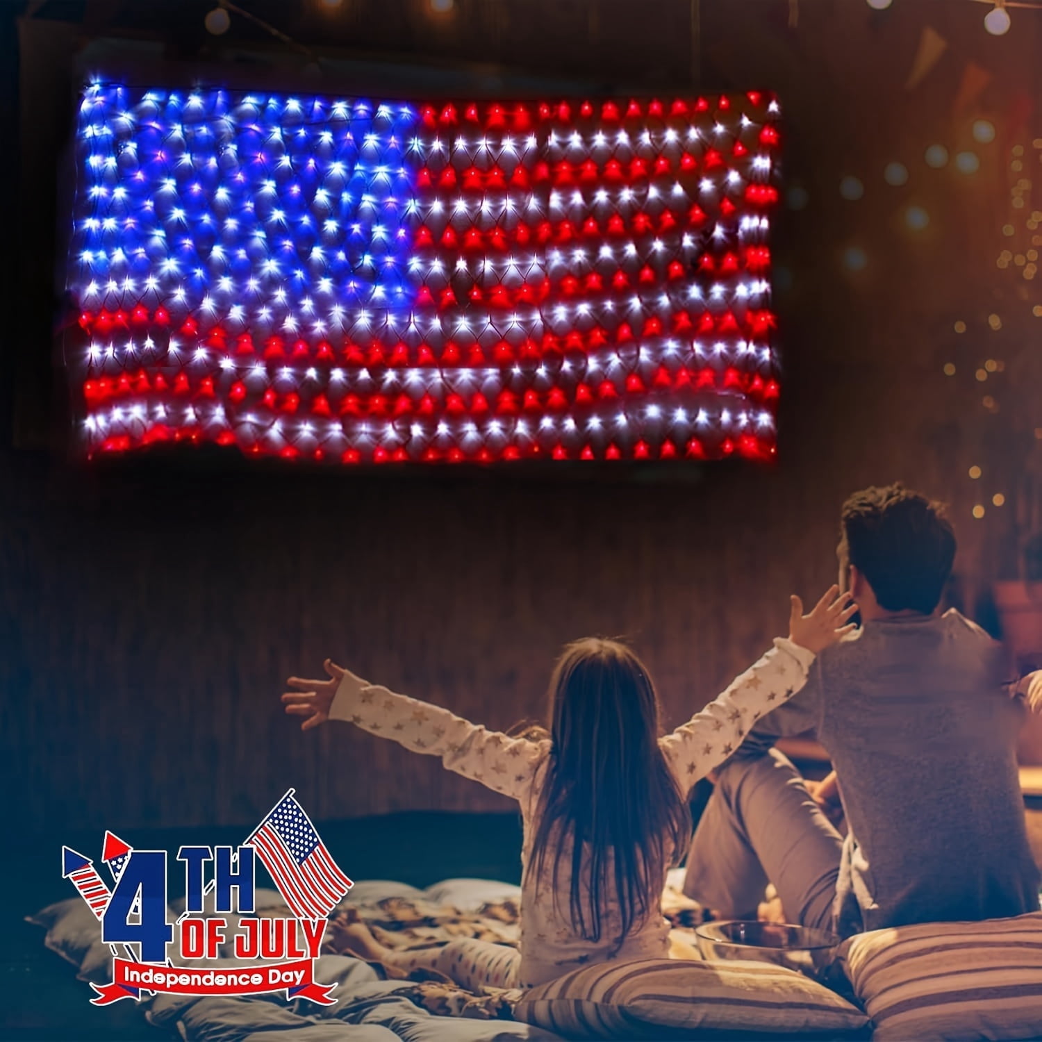 American Flag String Lights with 420 LED Lights, Waterproof LED Flag ...