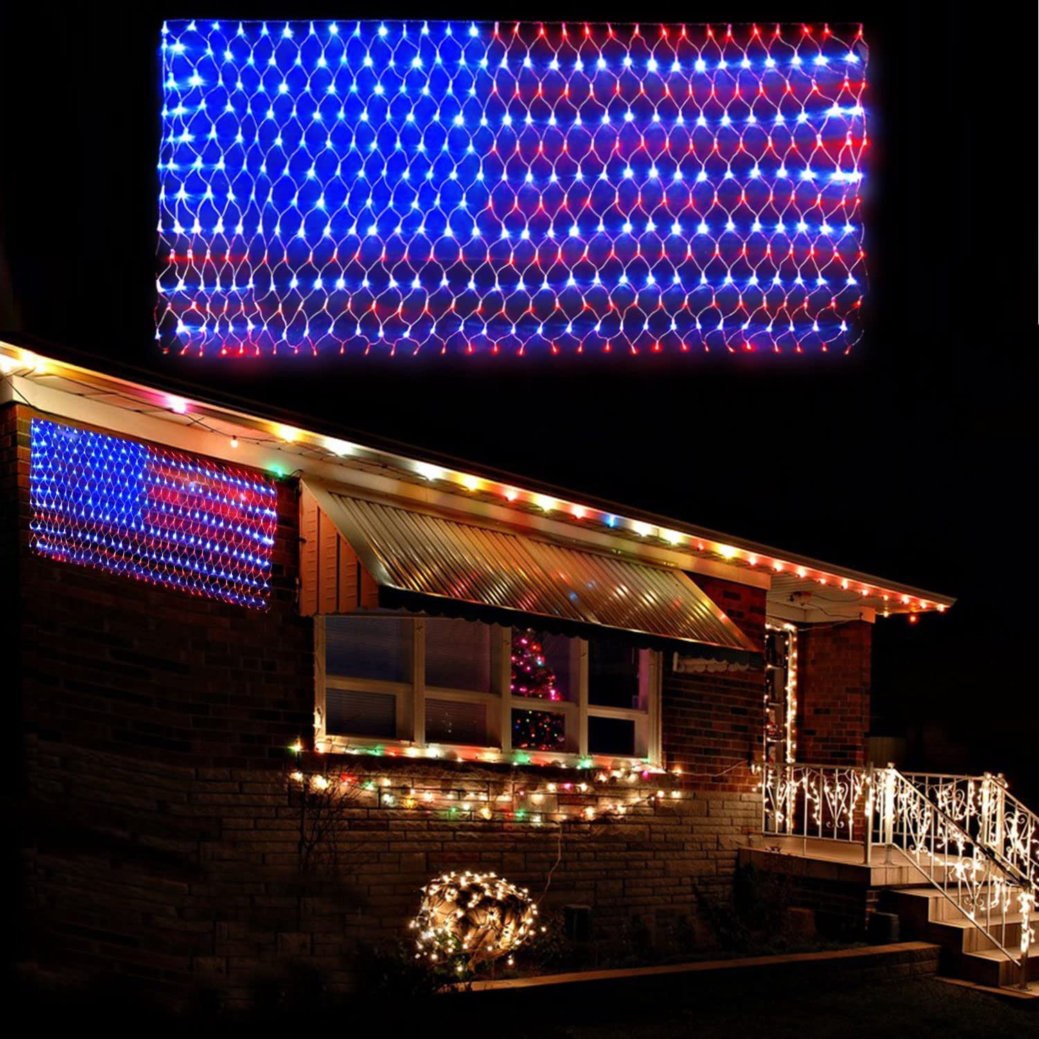 American Flag String Lights, Waterproof 420 Led String Lights, Us Flag ...
