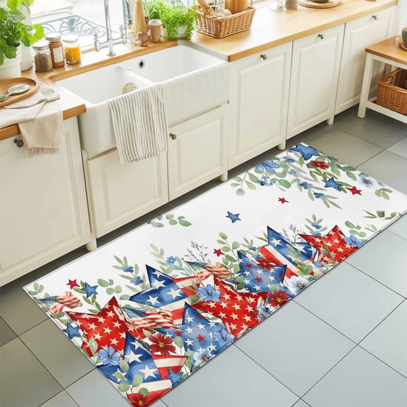 American Flag Stripe Star Rectangle Area Rug 2x6ft,Living Room Rug Non ...