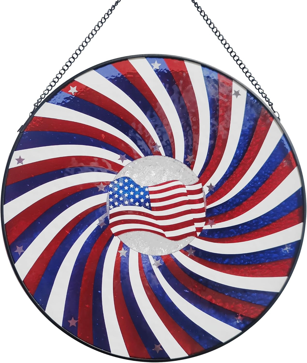 American Flag Suncatcher Stained Glass Window Hanging, Patriotic Sun ...