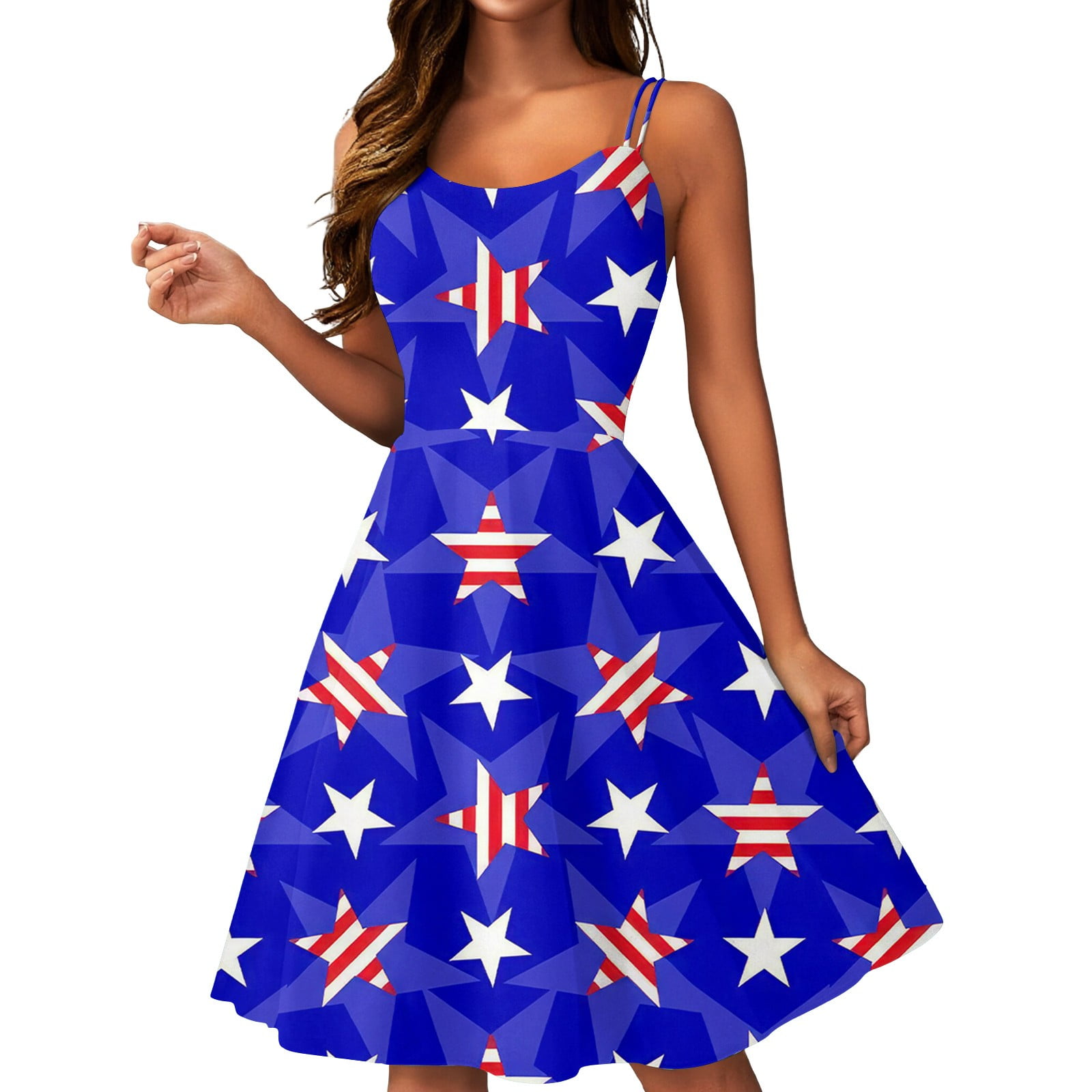 American Flag Sundress for Women Patriotic Summer Dress Formal Backless ...