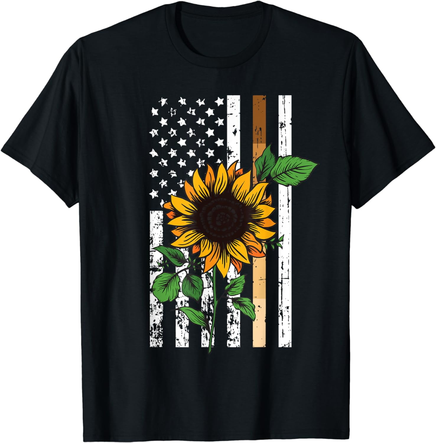 American Flag Sunflower Black History Month Cool BLM Melanin Cotton T ...