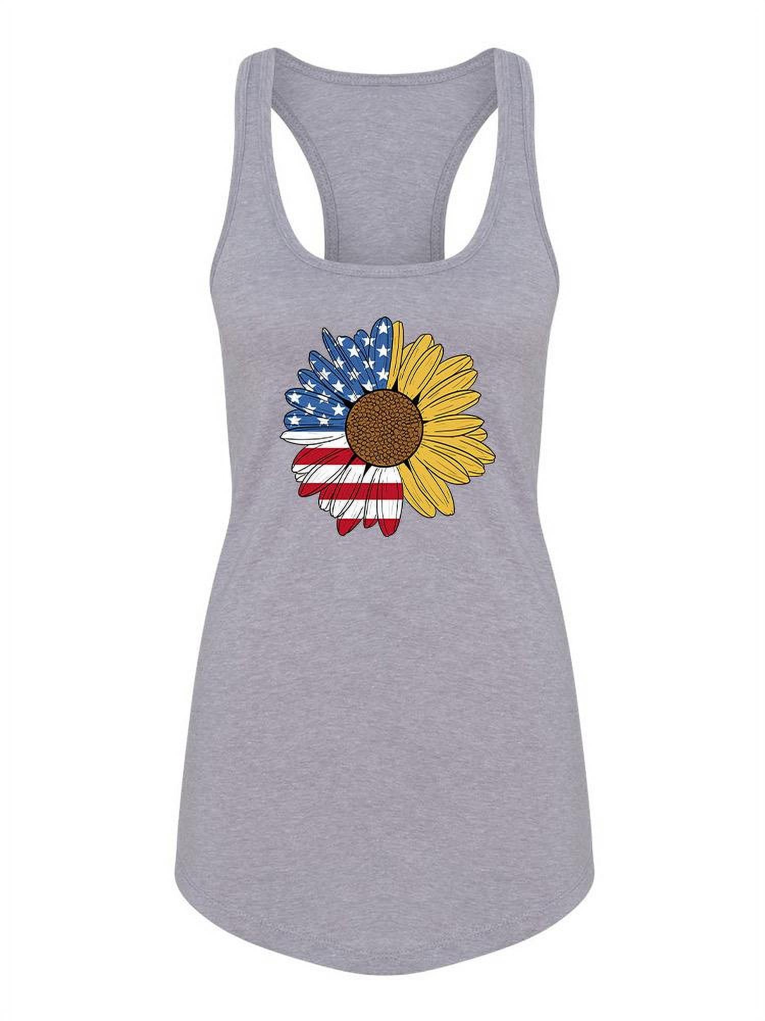 American Flag Sunflower Racerback Tank Women -Smartprints Designs, Female x-Small - Walmart.com