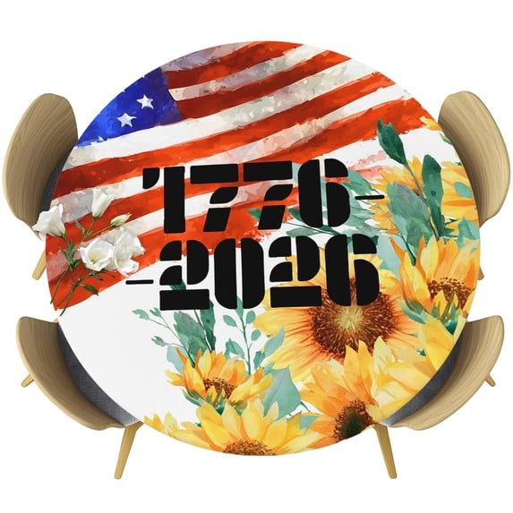 American Flag Sunflower Round Tablecloth 36-44 Inch Round Fitted Table ...