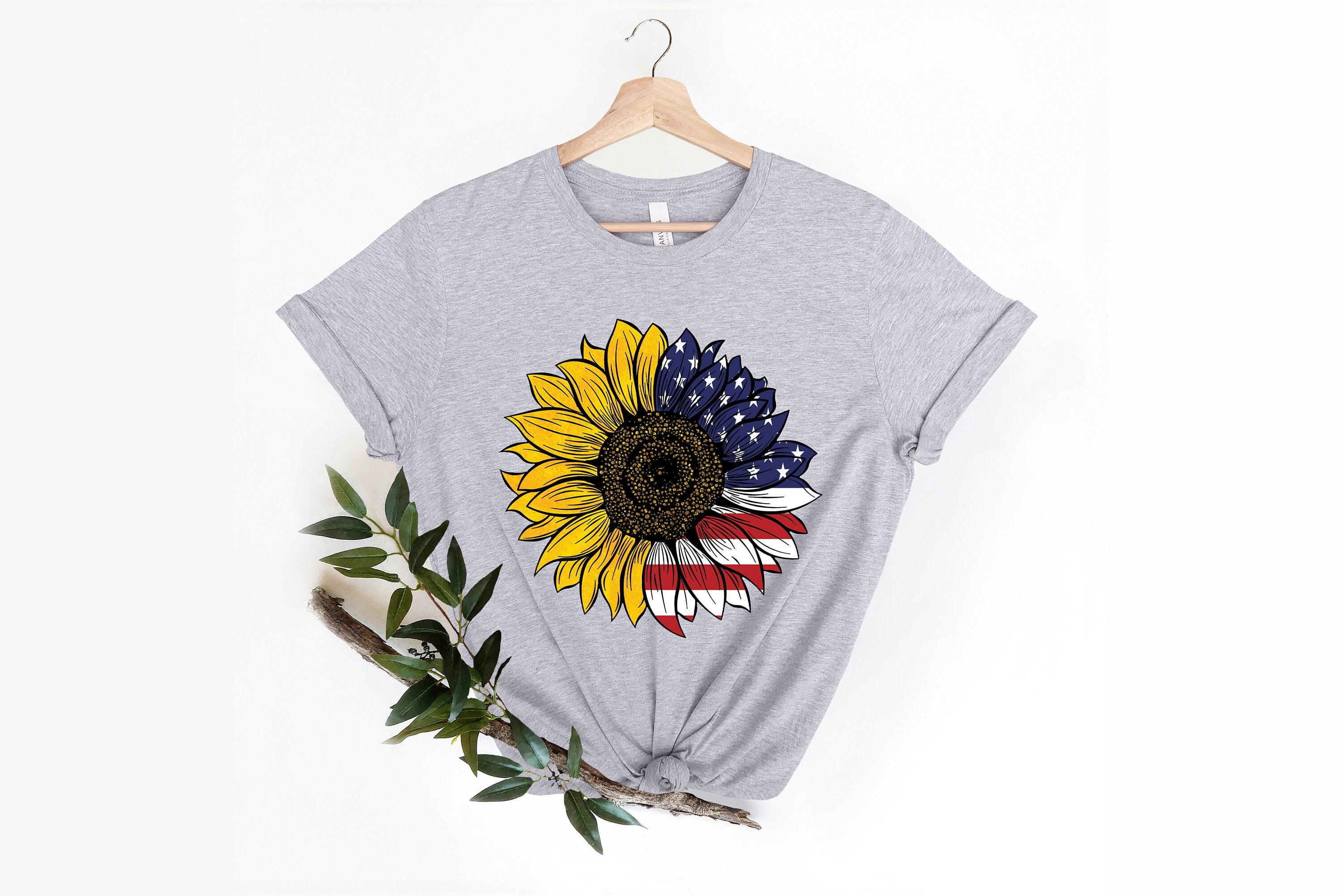American Flag Sunflower Shirt 4th Of July Flag Graphic Shirt Freedom ...