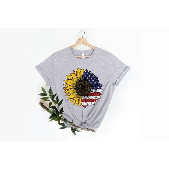 American Flag Sunflower Shirt 4th Of July Flag Graphic Shirt Freedom ...