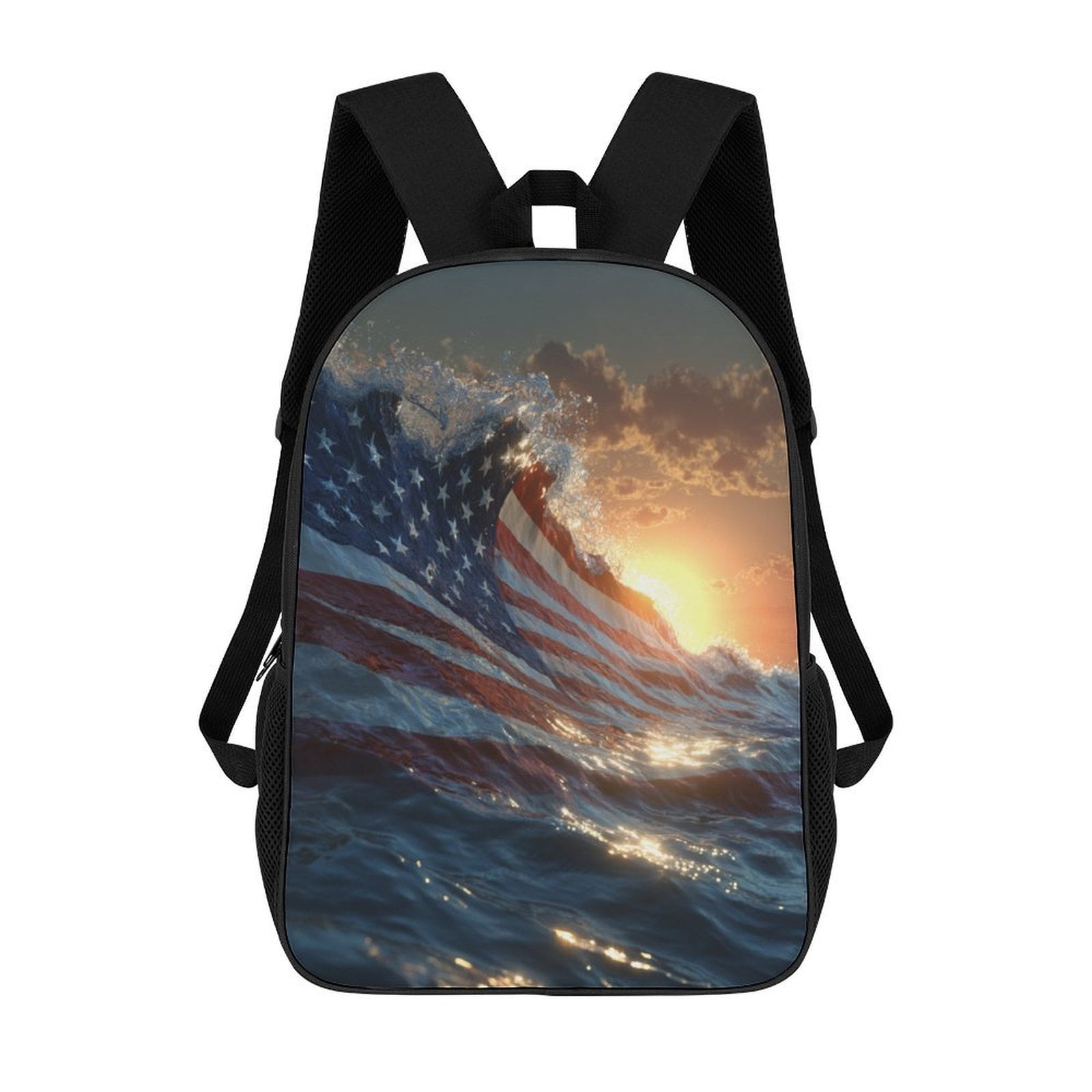 American Flag Sunset Ocean Wave Power Backpacks for Backpack for Bookbag - Walmart.com