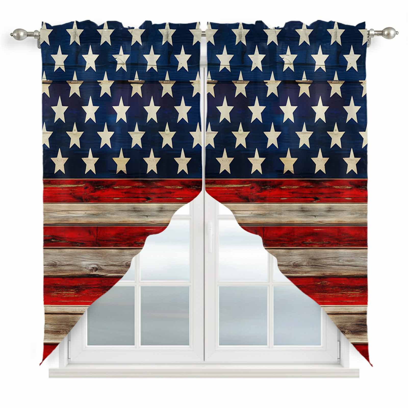 American Flag Swag Curtains for Kitchen/Bedroom/Living Room, Vintage ...