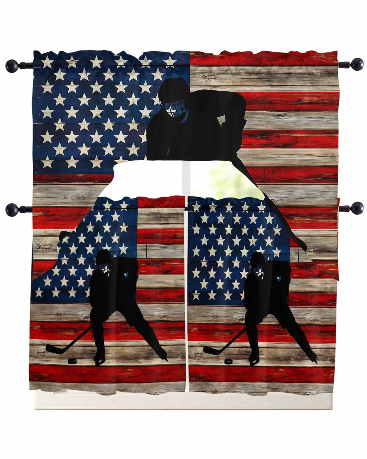 American Flag Swag Curtains for Living Room/Bedroom Windows, Blue Red ...