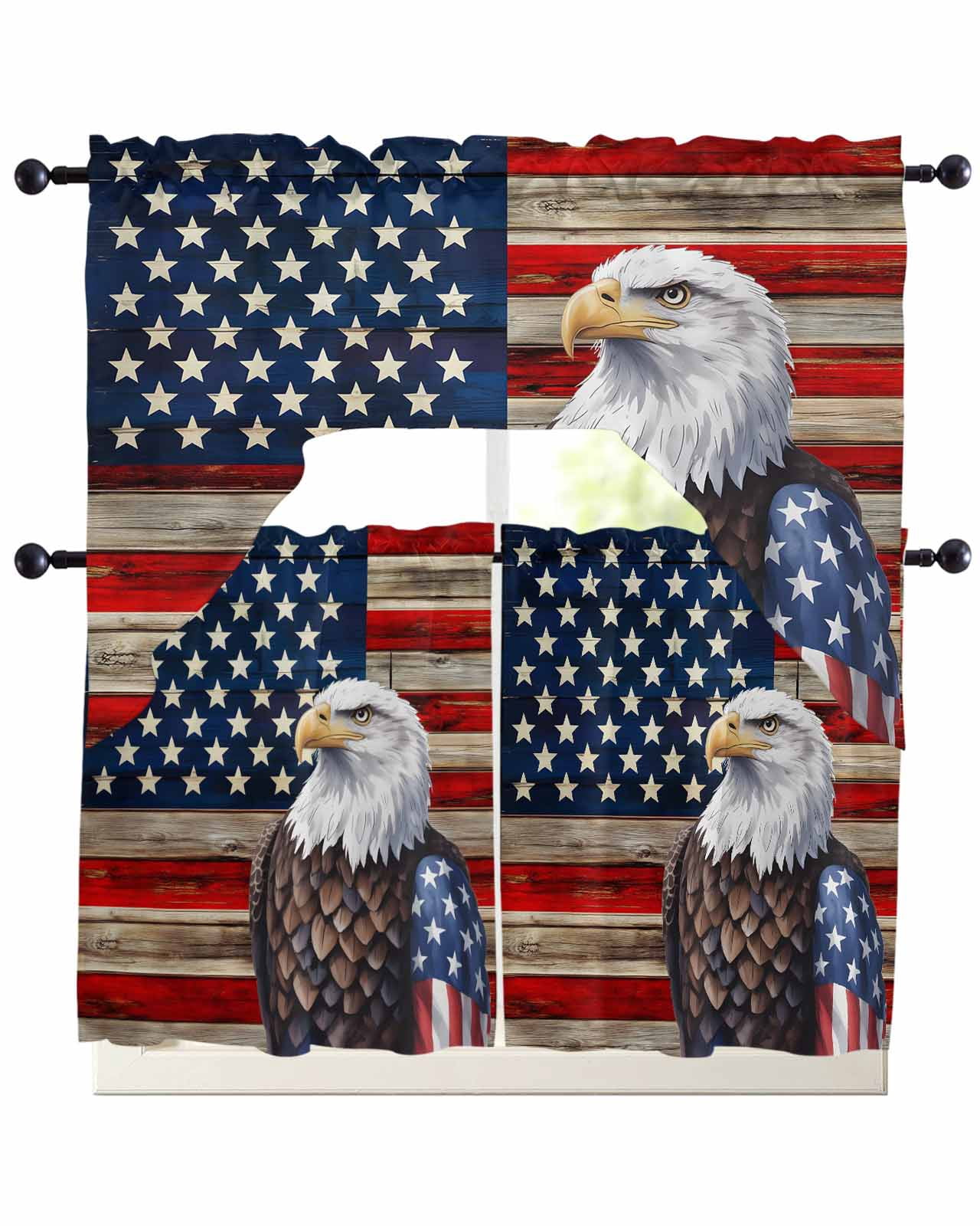 American Flag Swag Kitchen Curtains Sets for Windows 24 Inch Length ...